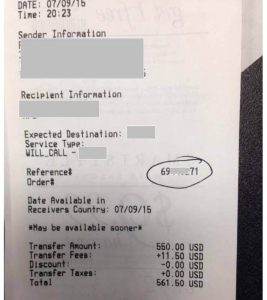 Fees Western Union Receipt - e Customs Clearing