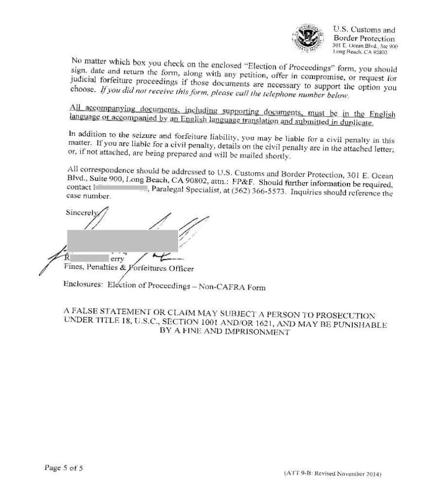 US Customs Seized Notice – e Customs Clearing